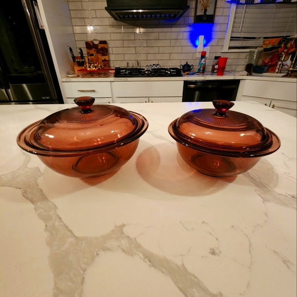 Vintage | Kitchen | Vintage Pyrex Cranberry Glass Casserole Dishes With ...